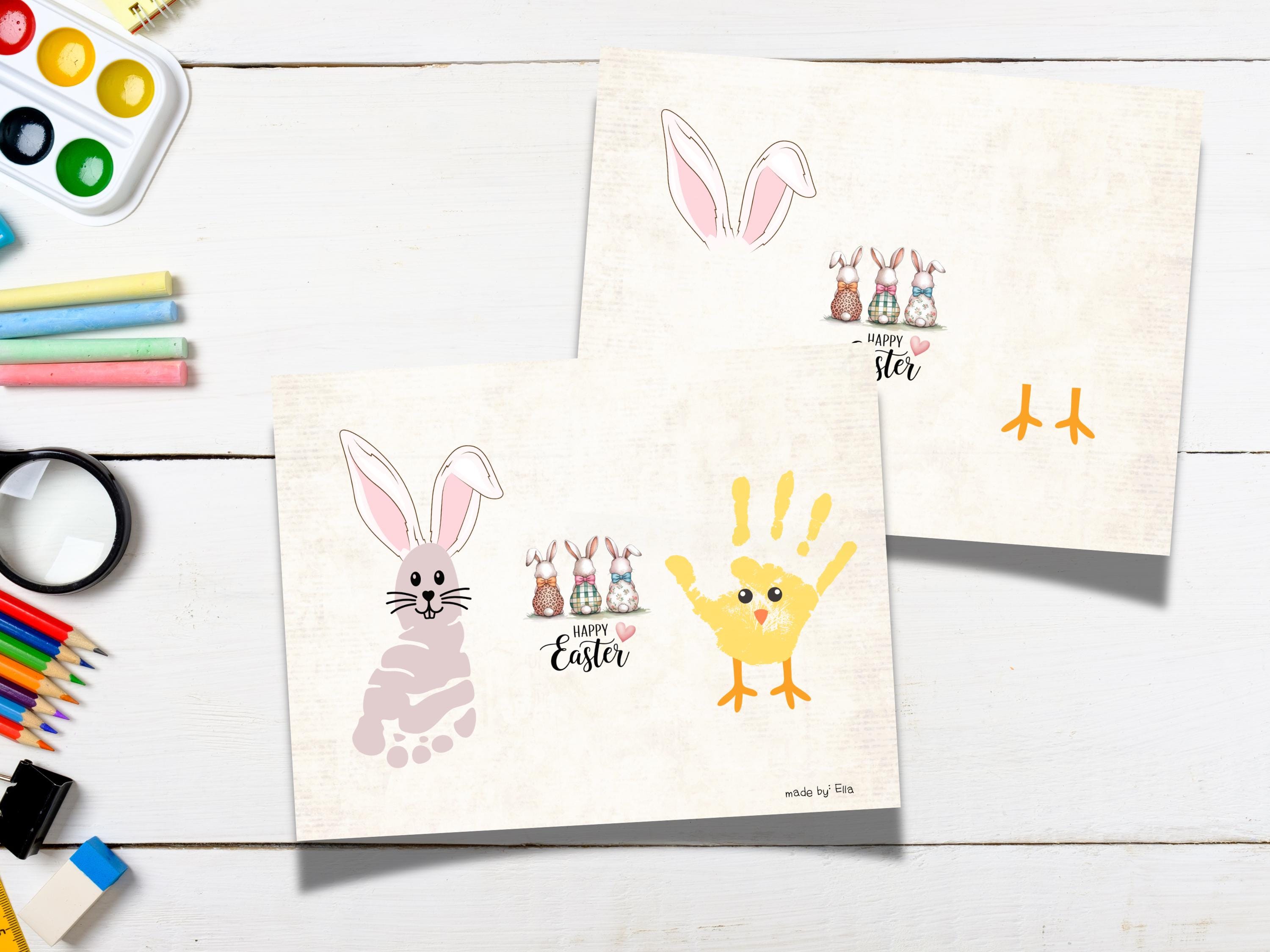 Bunny Chick Easter Handprint Footprint Craft for Kids Printable, DIY ...
