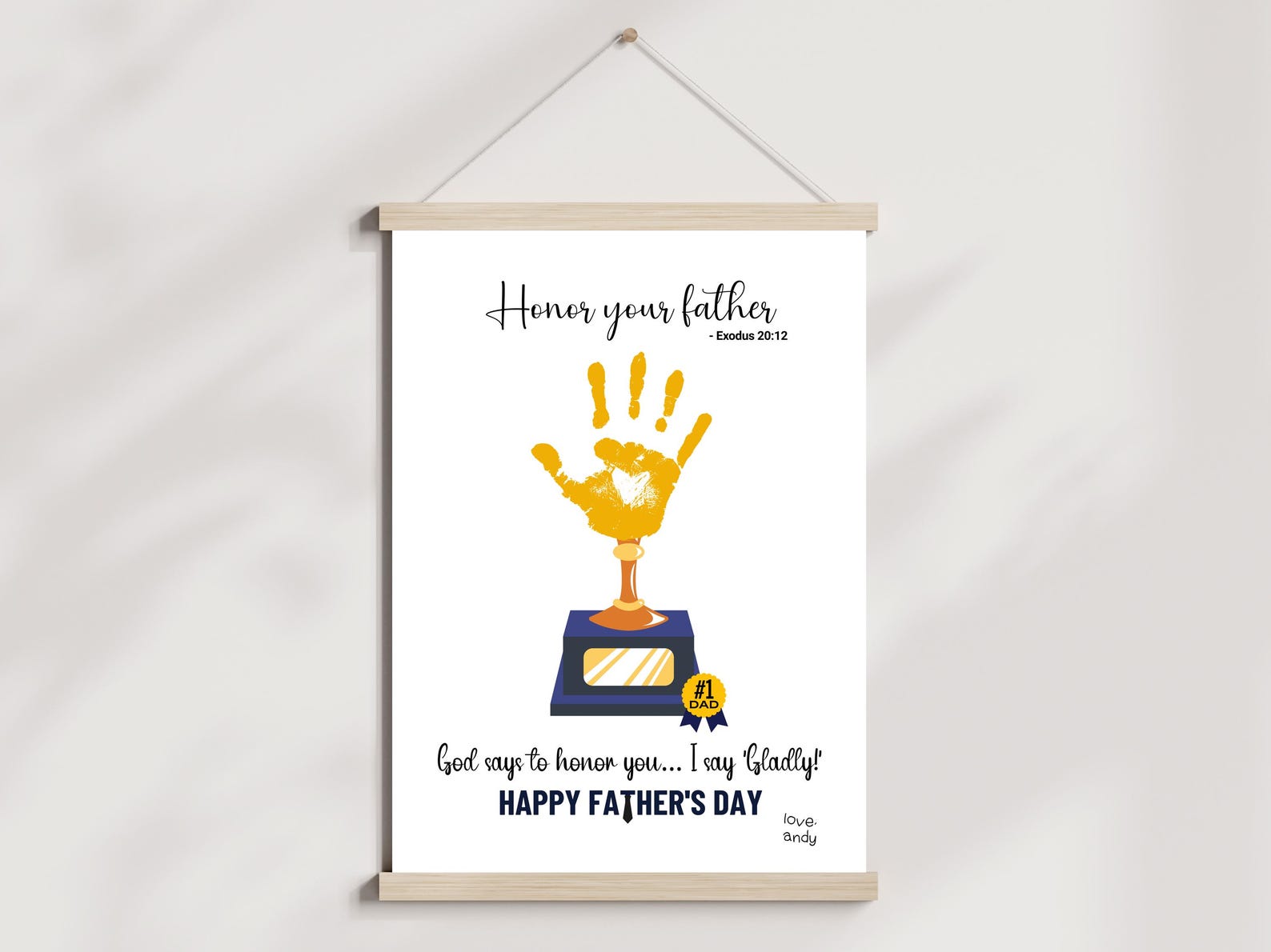 Father's Day Bible Craft Kids Printable, DIY Handprint Religious Art ...
