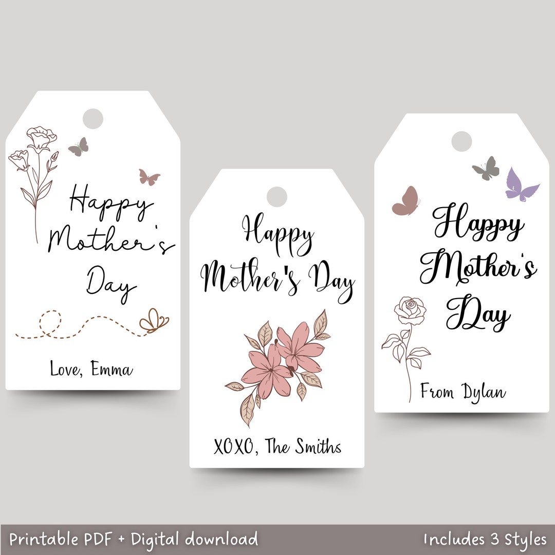 Mother's Day Editable Gift Tag, Custom Happy Mothers Day Printable ...