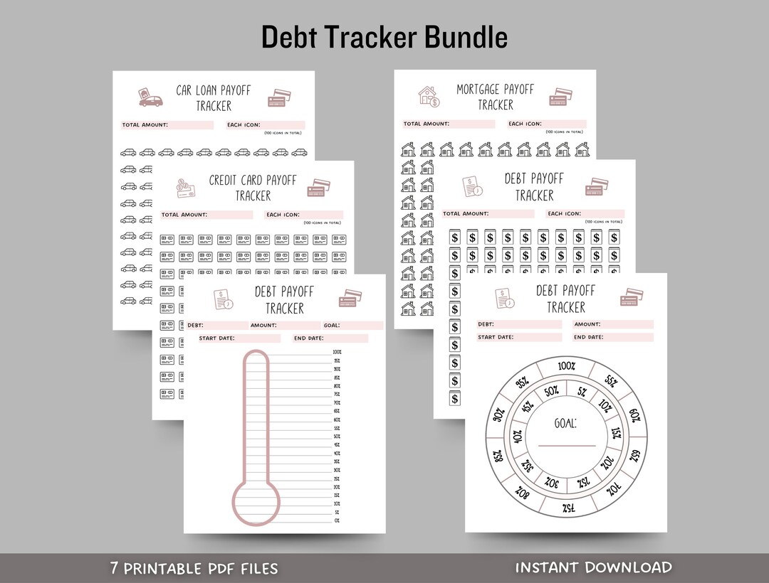 Debt Tracker Printable, Credit Card Debt Payoff Tracker, Visual Tracker ...