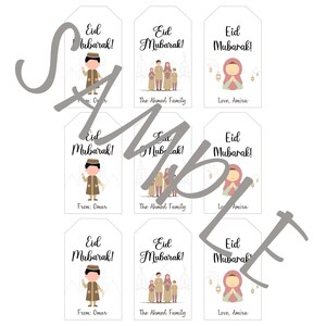 Editable Kids Eid Mubarak Gift Tags Printable, Custom Family Eid Gift ...
