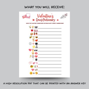 Valentine's Day Emoji Pictionary Game Printable, Fun Emoji Game for ...