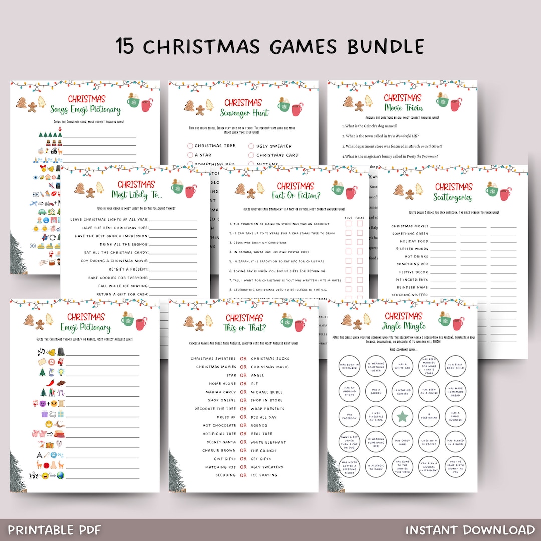 Christmas Game Bundle Printable, Family Christmas Games, Office Party ...