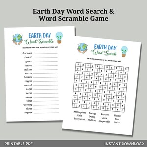 Earth Day Games Printable, Environmental Activity Word Search & Word ...
