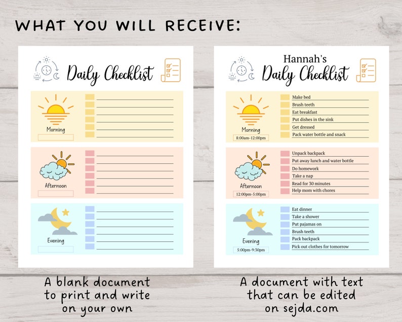 Daily Checklist Chore Chart Kids Daily Routine Printable - Etsy