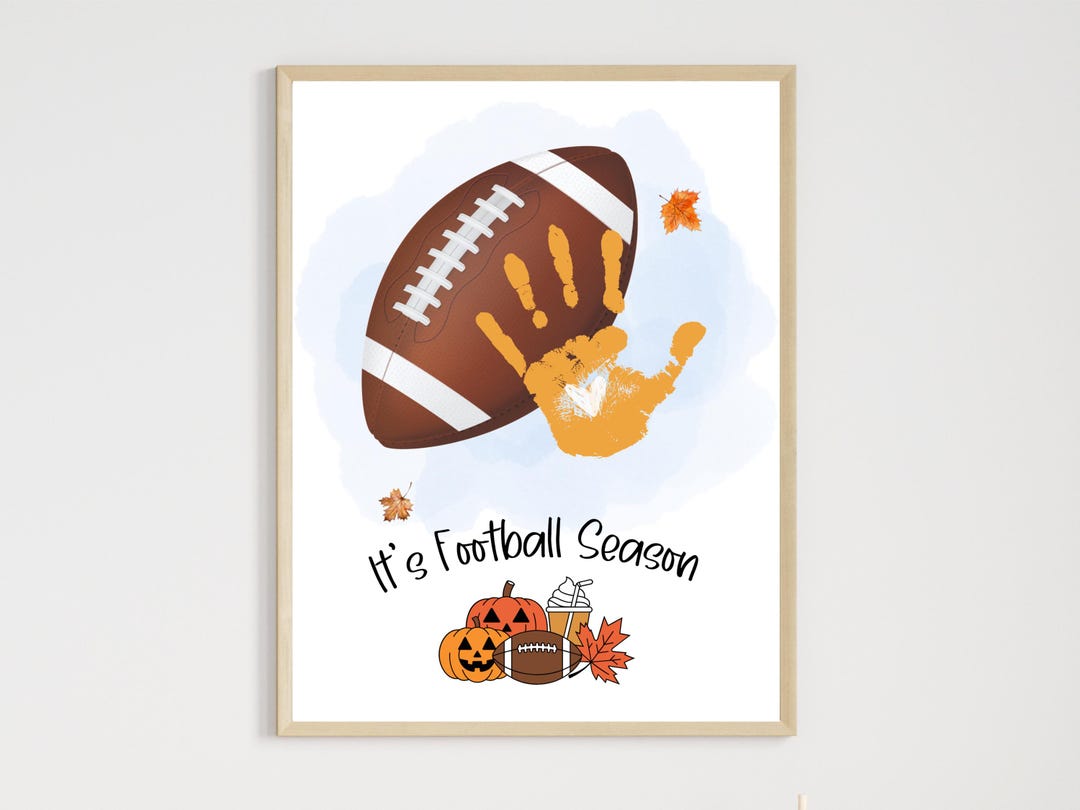 Football Handprint Craft Printable Fall Activity DIY Sports Footprint ...