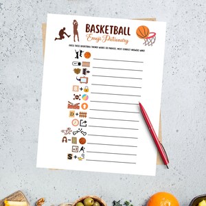 Basketball Emoji Pictionary Game Printable Basketball Party - Etsy