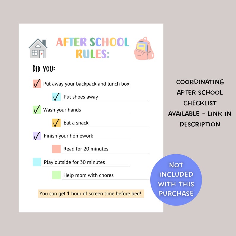 Printable Before School Checklist, Morning Reminders for Kids, Editable ...