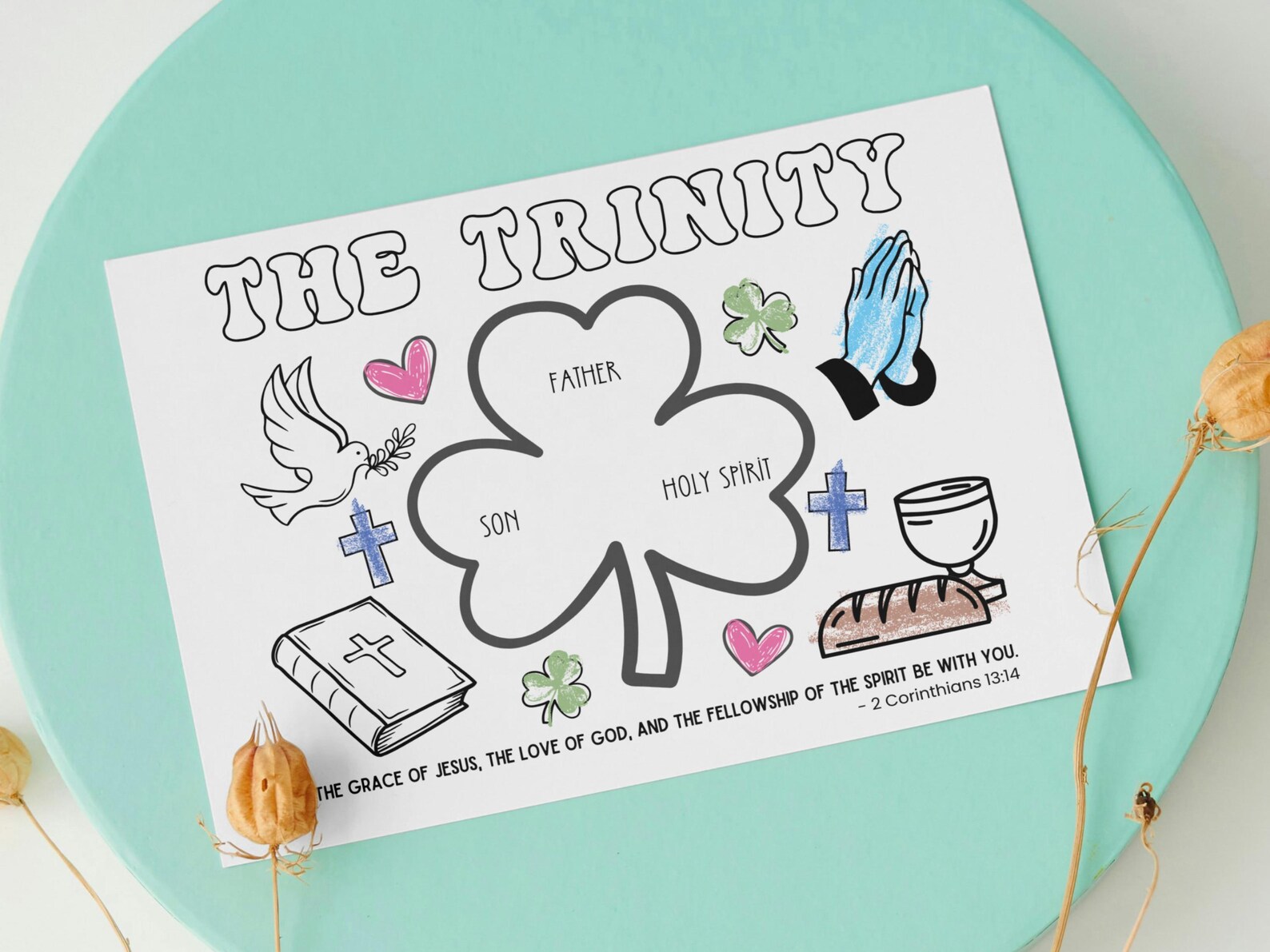 Holy Trinity Christian Coloring Page Printable Kids Activity Jesus ...