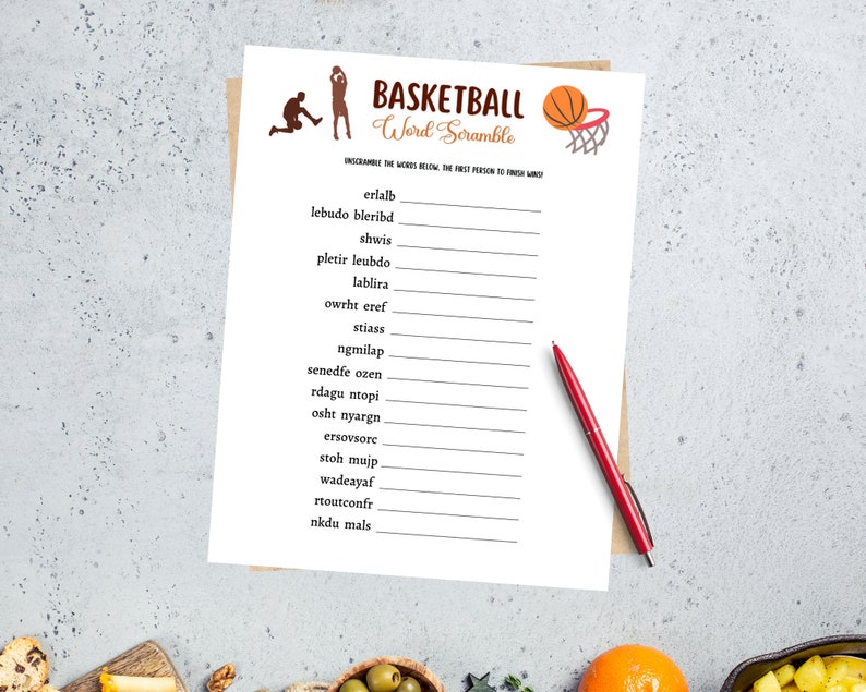 Basketball Word Scramble Game Printable Basketball Party - Etsy
