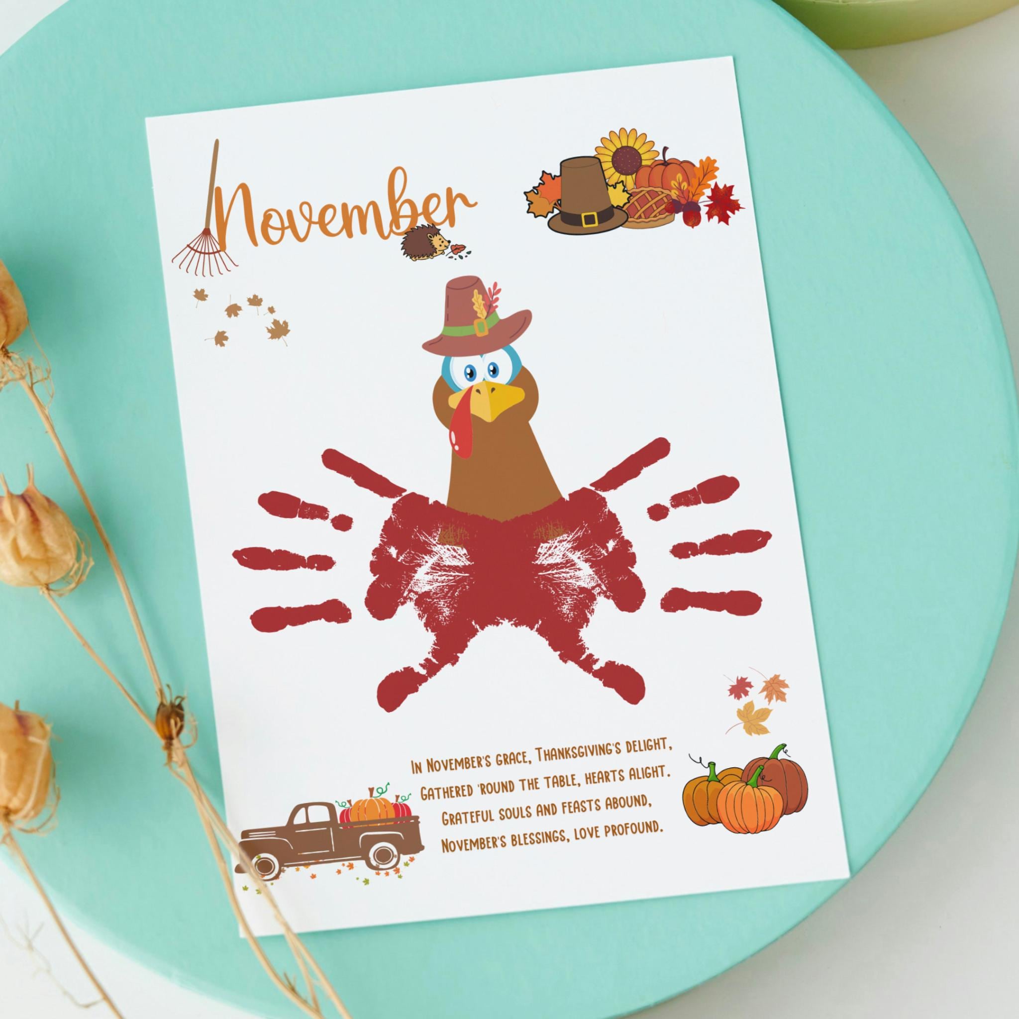 November Handprint Footprint Crafts Printable, DIY Art Kids Preschool ...