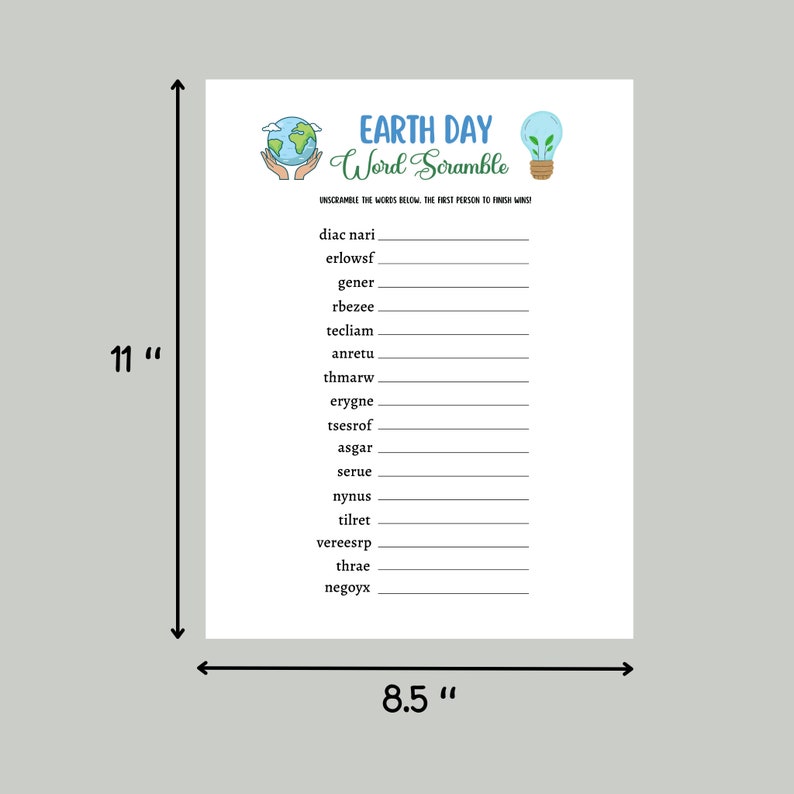 Earth Day Games Printable, Environmental Activity Word Search & Word ...