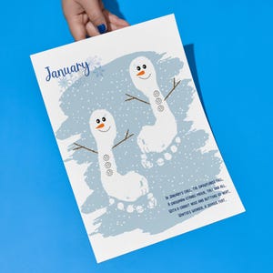 January Handprint Footprint Crafts Printable, DIY Art Kids Preschool ...