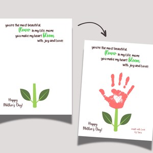 Mothers Day Flower Handprint Craft for Kids Printable Card Art Activity ...