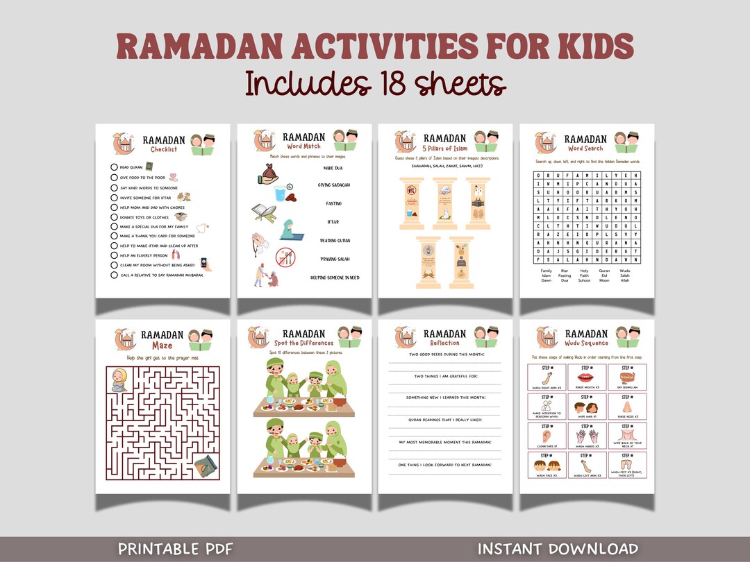 Ramadan Eid Activity Pack Printable, Islamic Worksheets for Kids ...