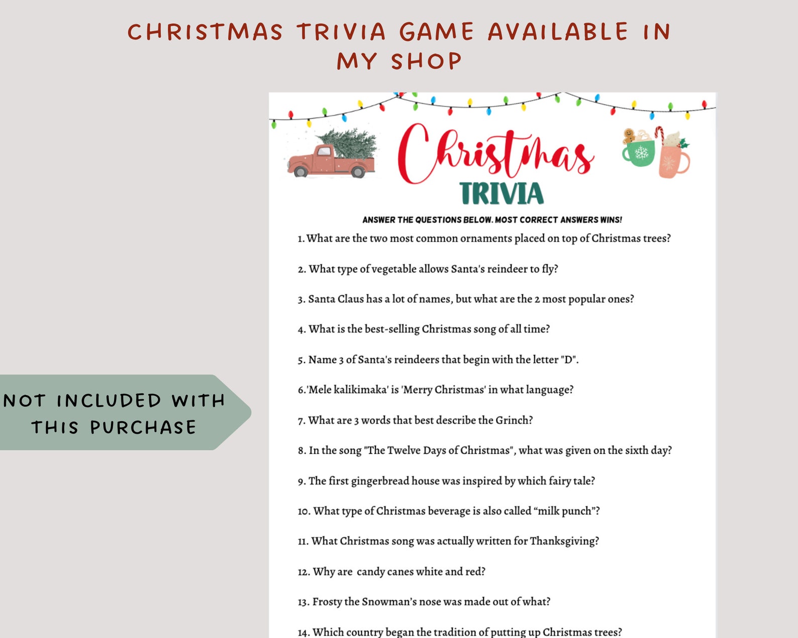 Christmas Movie Trivia Game Printable Fun Holiday Party Game - Etsy