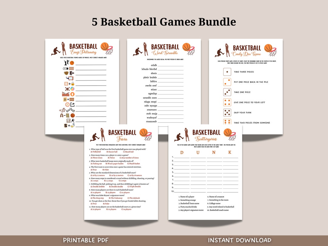 Basketball Party Games Bundle Printable, Tailgate Game, Mens College ...