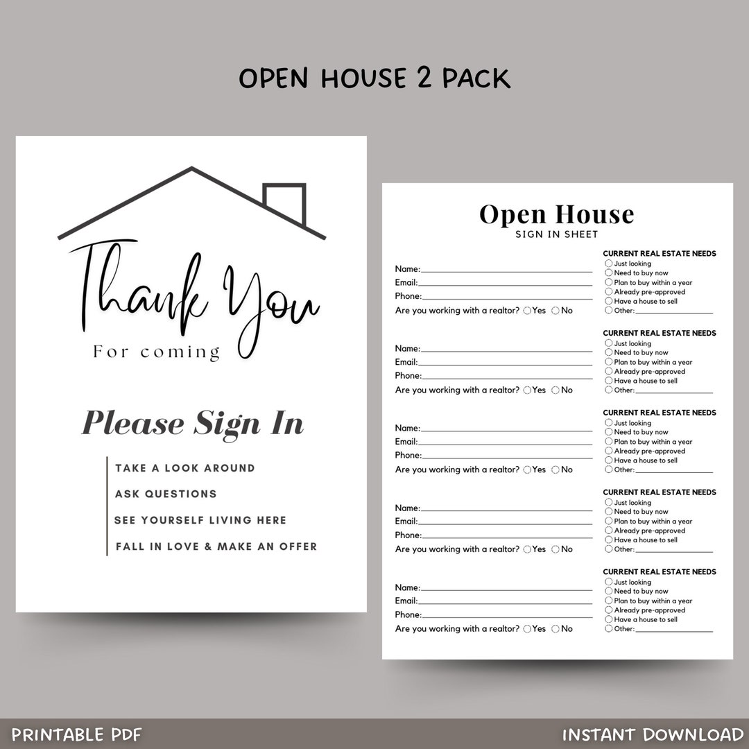 Open House Sign in Sheet, Welcome Sign Open House Bundle, Real Estate ...