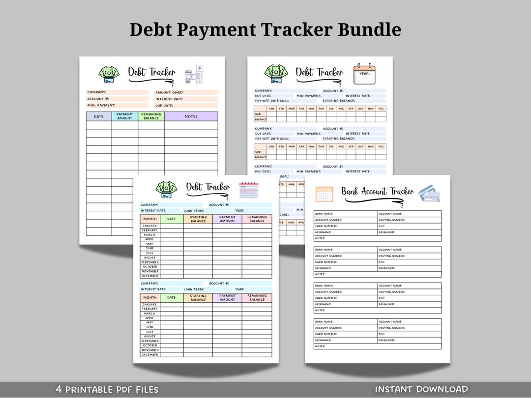 Debt Payment Tracker Printable, Financial Planner, Credit Card Payment ...