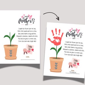 Mothers Day Handprint Poem Craft for Kids Printable, DIY Card Art ...