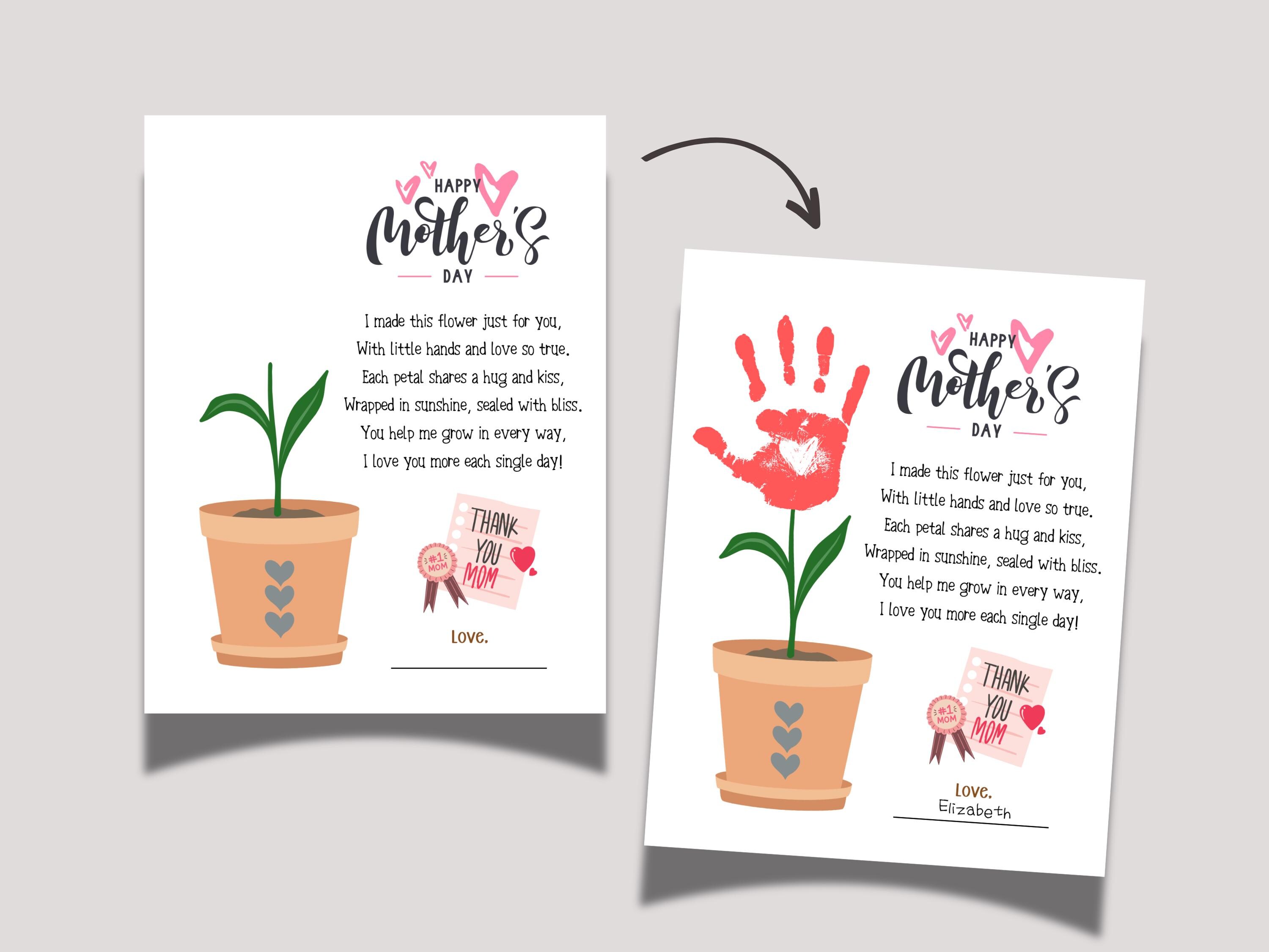 Mothers Day Handprint Poem Craft for Kids Printable, DIY Card Art ...
