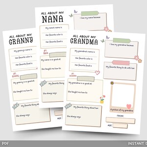 All About My Grandma Survey Printable, All About Nana Questionnaire ...