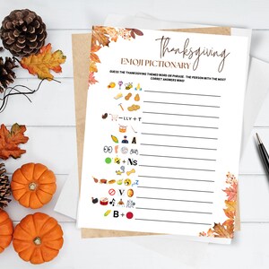 Thanksgiving Emoji Pictionary Game Printable Friendsgiving - Etsy