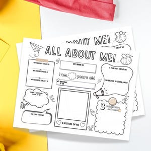 All About Me Coloring Page Printable, First Day of School Activity for ...