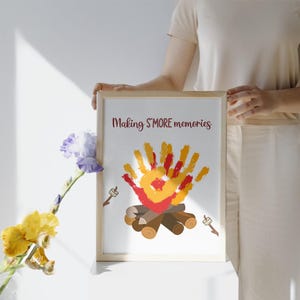 Summer Handprint Craft Printable, DIY Camp Fire Art Project Kids ...
