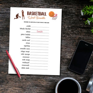 Basketball Word Scramble Game Printable, Basketball Party Game, Mens ...
