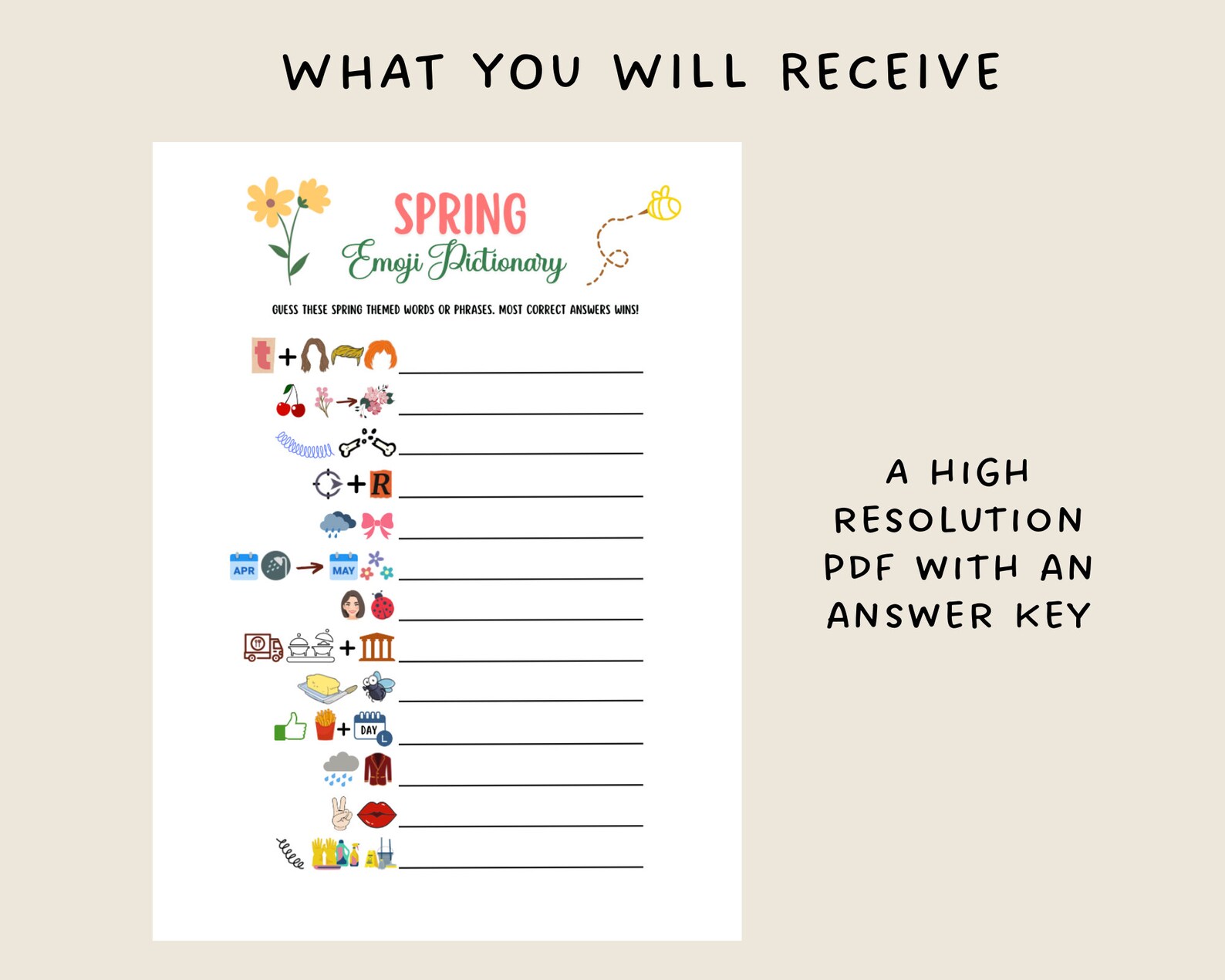 Spring Emoji Pictionary Game Printable Spring Activities for - Etsy