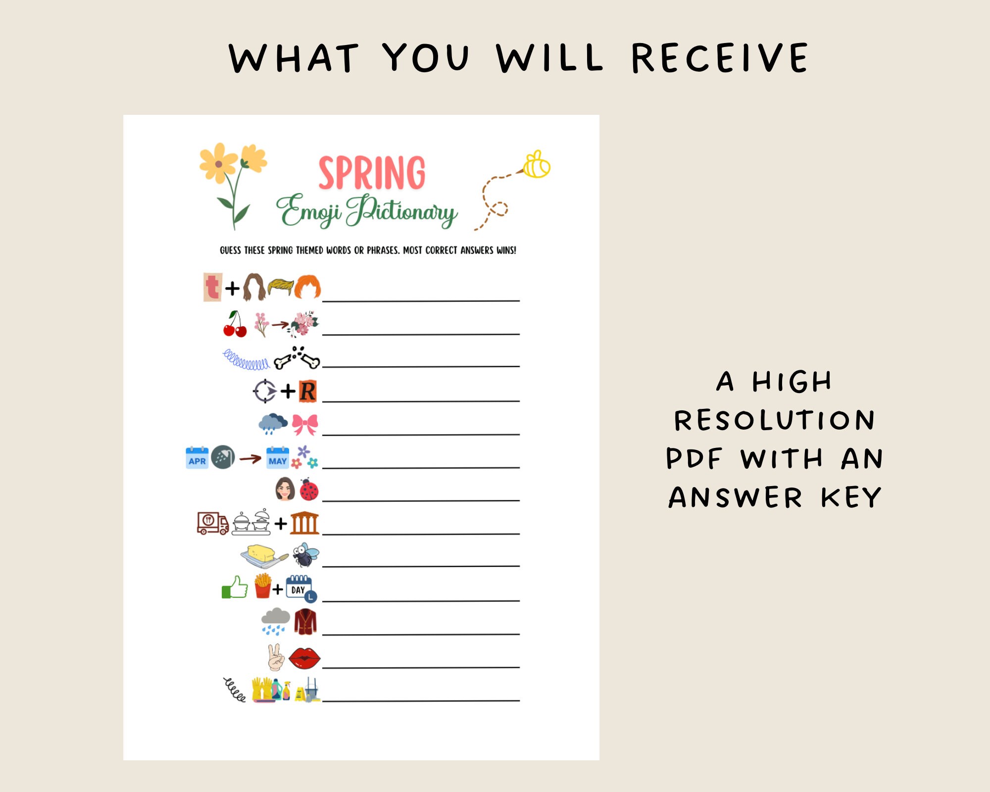 Free Printable Spring Emoji Pictionary Quiz With Answer Key, 51% OFF