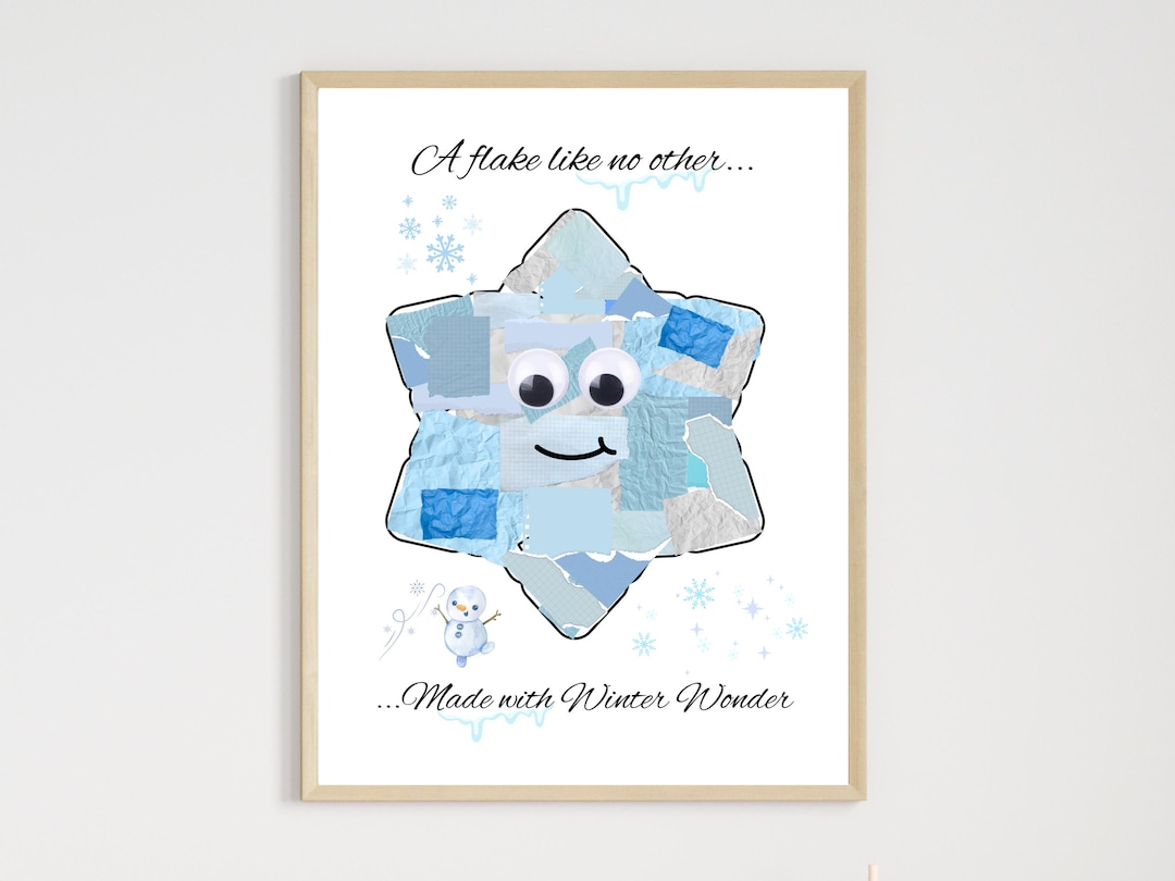 Snowflake Torn Paper Craft Printable for Kids, Winter Fine Motor Art ...
