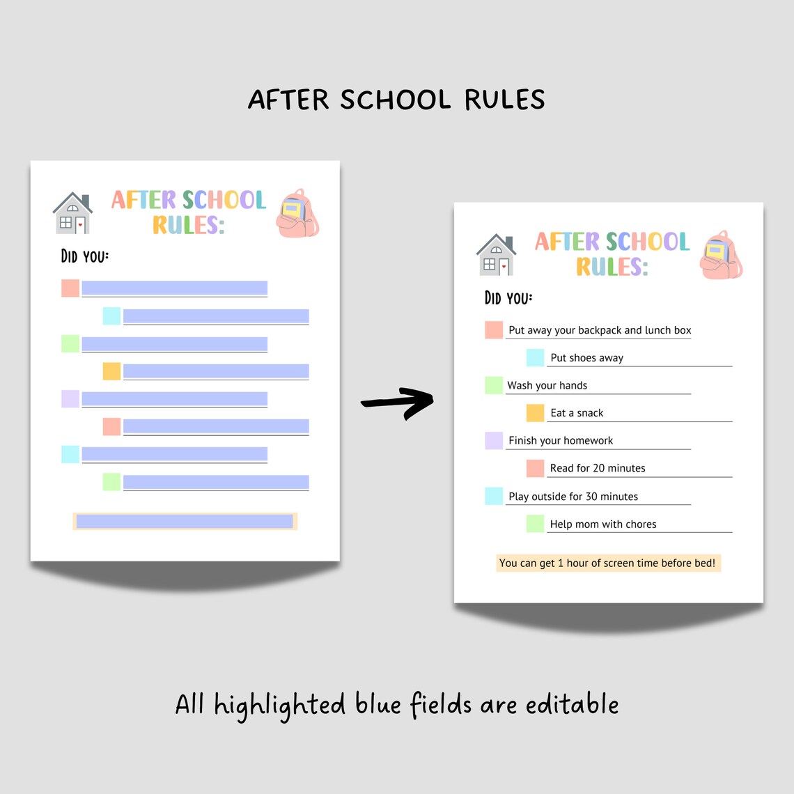 Editable School Planner Kids Printable, Back to School Bundle ...