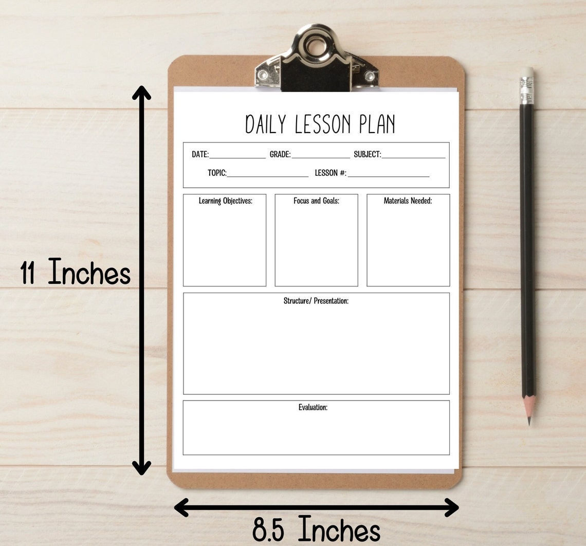 Daily Lesson Plan Template Simple Lesson Plan Template for - Etsy