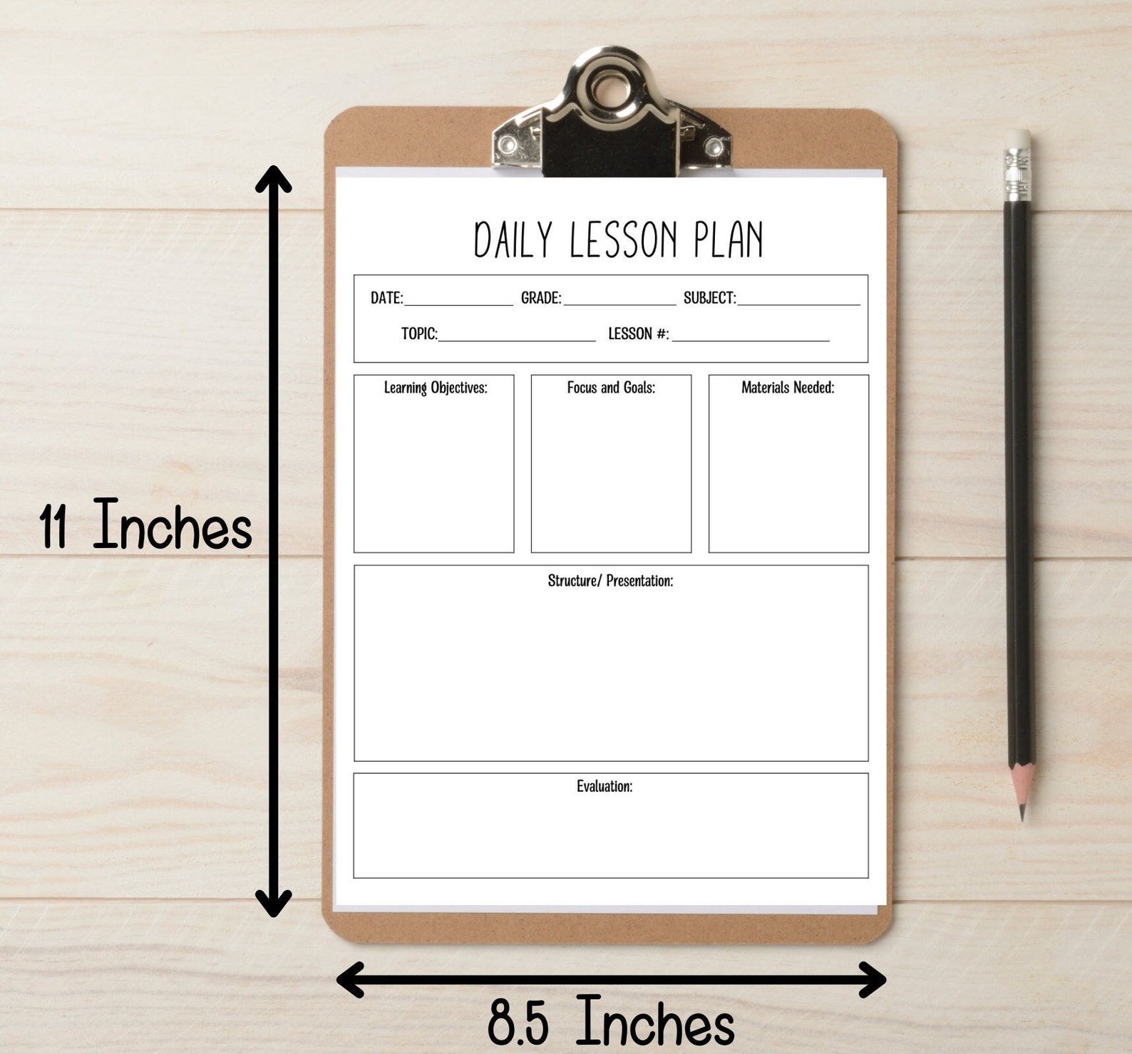 Daily Lesson Plan Template Simple Lesson Plan Template for - Etsy