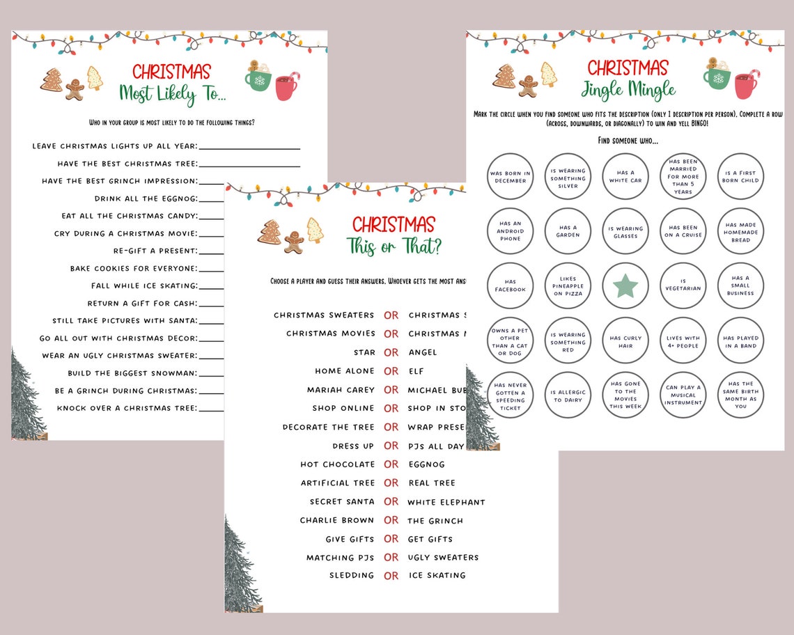 Christmas Game Bundle Printable Family Christmas Games - Etsy