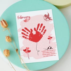 February Handprint Footprint Crafts Printable, DIY Art Kids Preschool ...