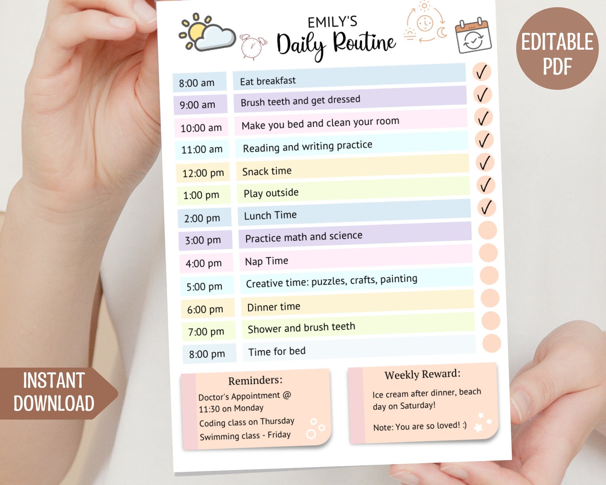 Daily Routine Chore Chart for Kids Daily Schedule Template - Etsy