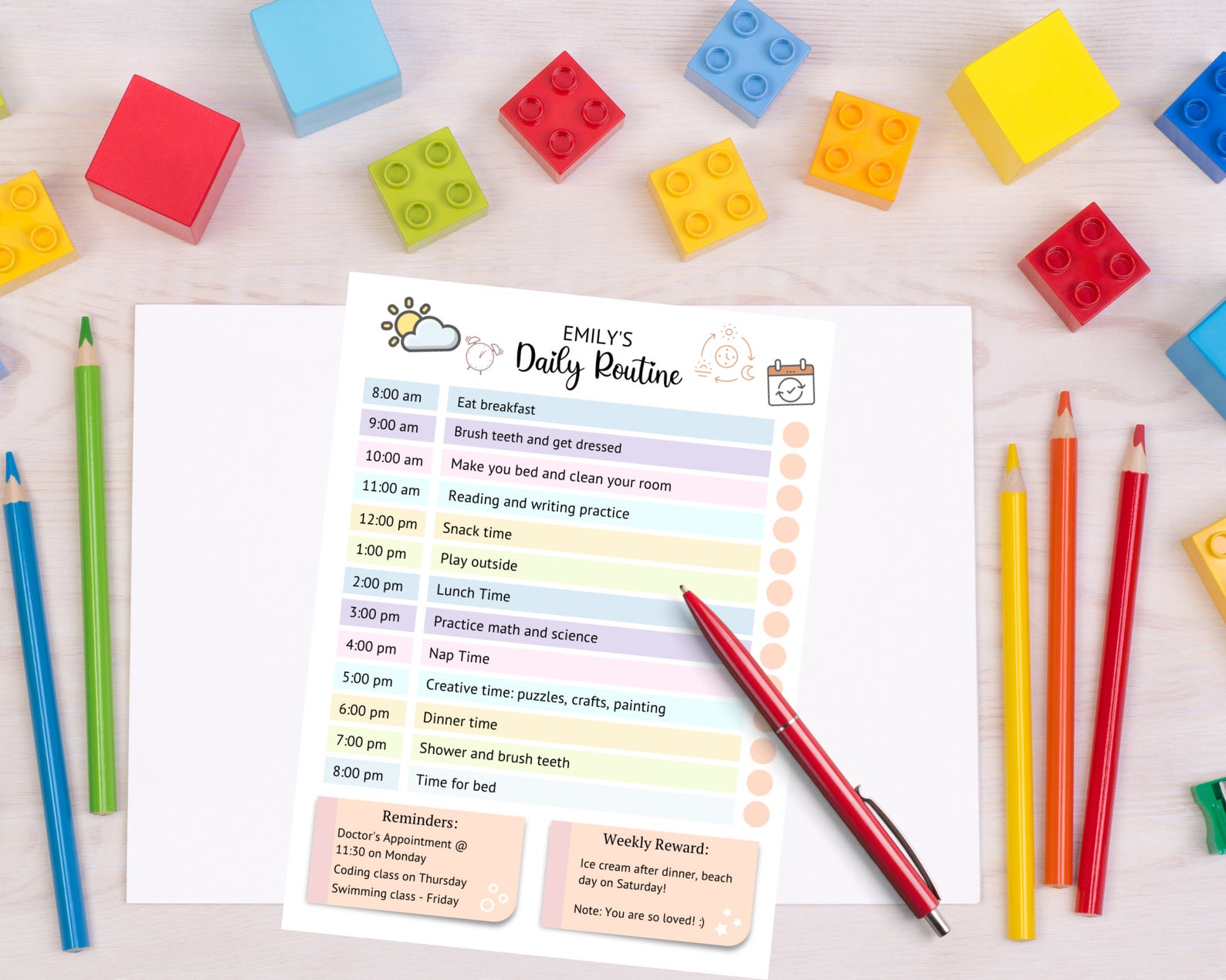 Daily Routine Chore Chart for Kids Daily Schedule Template - Etsy