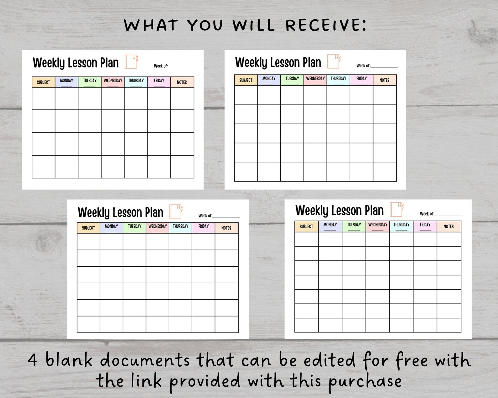 Weekly Lesson Plan Printable Editable Weekly School Schedule - Etsy
