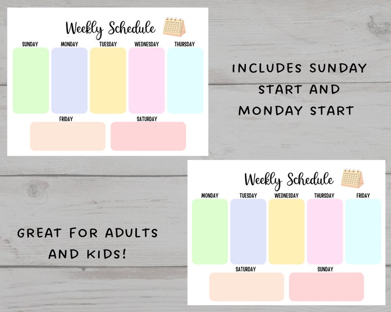 Kids Weekly Planner Printable Editable Weekly Schedule Kids - Etsy