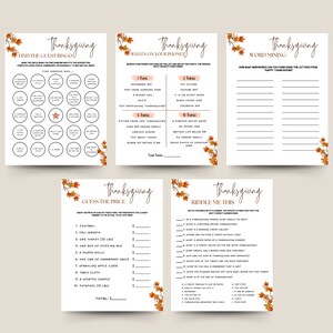 Thanksgiving Games Bundle Printable, Fall Holiday Games Bundle, Fun ...