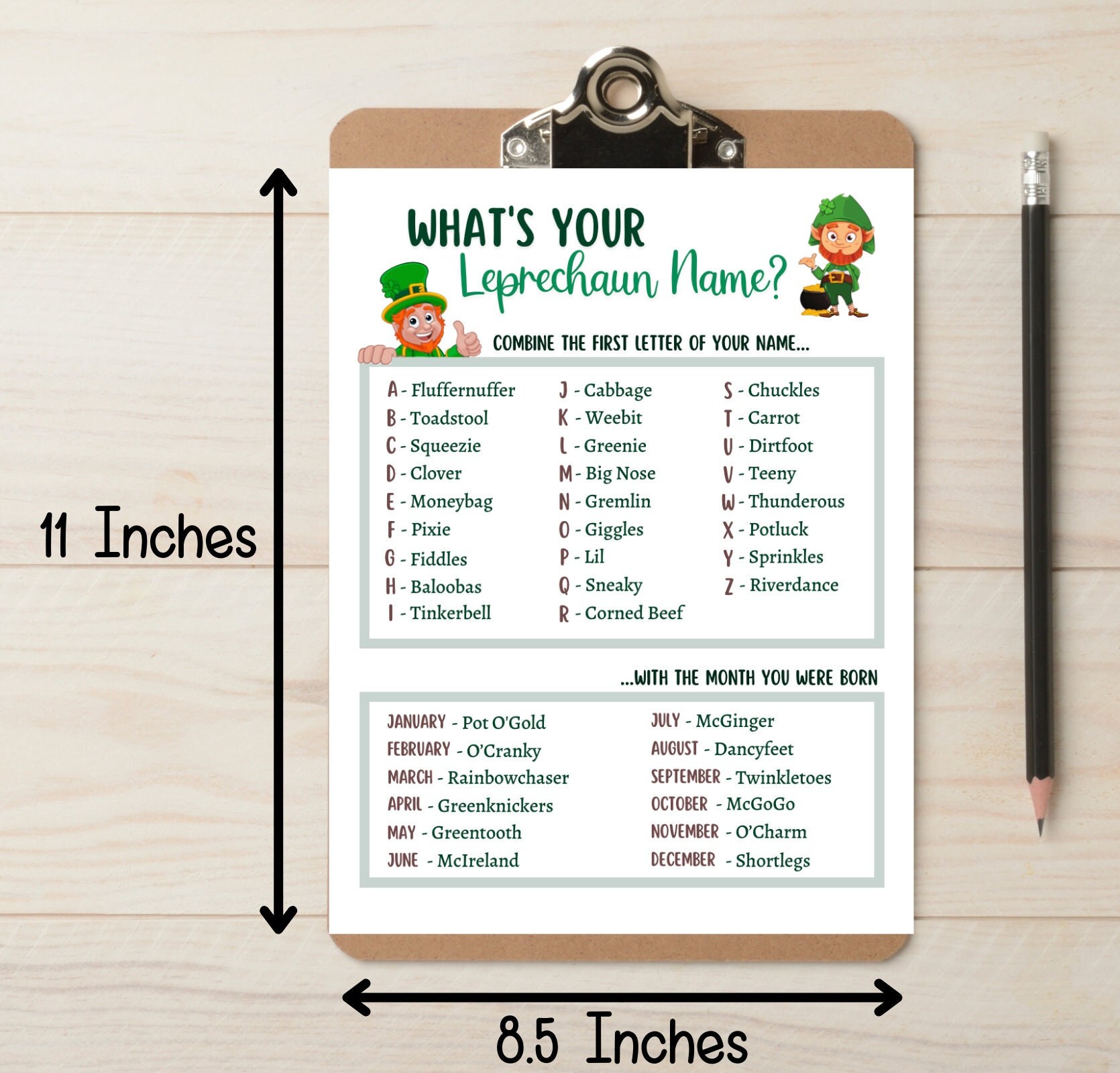 What's Your Leprechaun Name Game Printable St. - Etsy