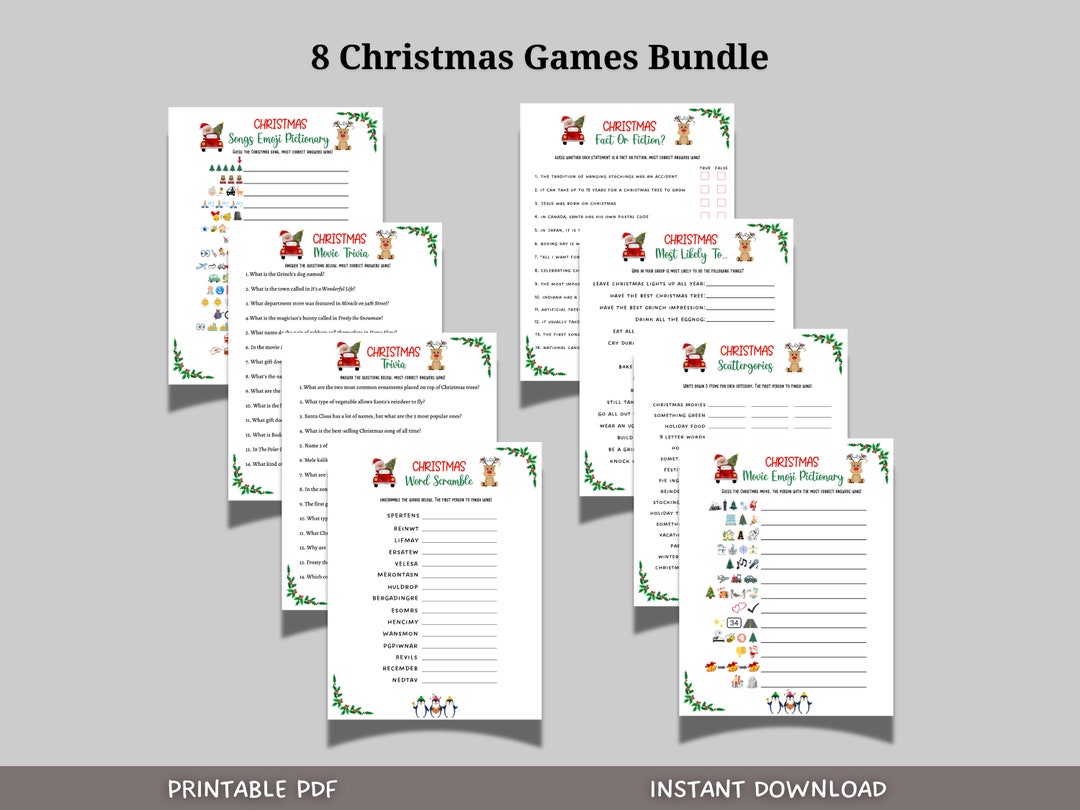 Christmas Party Games Bundle Printable, Fun Holiday Game, Christmas ...