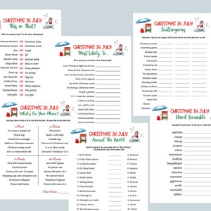 Christmas in July Games Bundle Printable Family Activity - Etsy