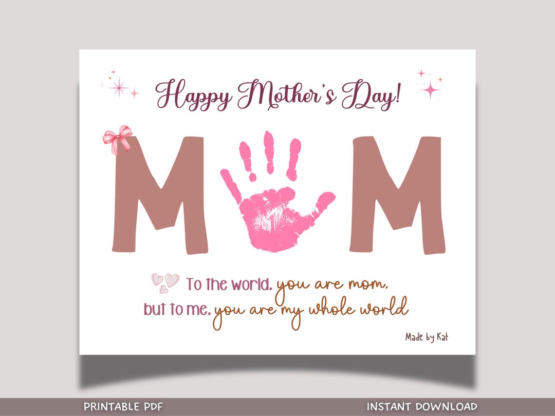 Mothers Day Handprint Craft for Kids Printable, DIY Mommy Card Art ...