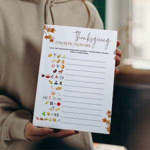 Thanksgiving Emoji Pictionary Game Printable, Friendsgiving Party Game ...