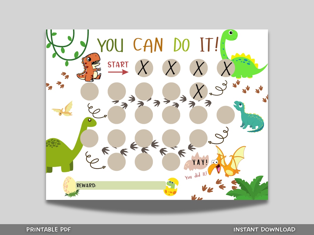 Dinosaur Reward Chart for Kids, Printable T-rex Behavior Chart, Kids ...