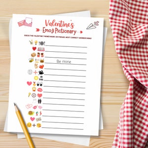 Valentine's Day Emoji Pictionary Game Printable, Fun Emoji Game for ...